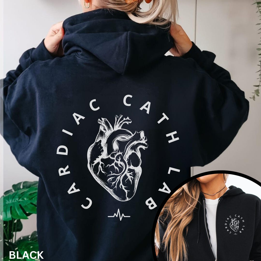 Cardiac Cath Lab Zip up Hoodie, Full Zip Hooded Sweatshirt, Nurse ...
