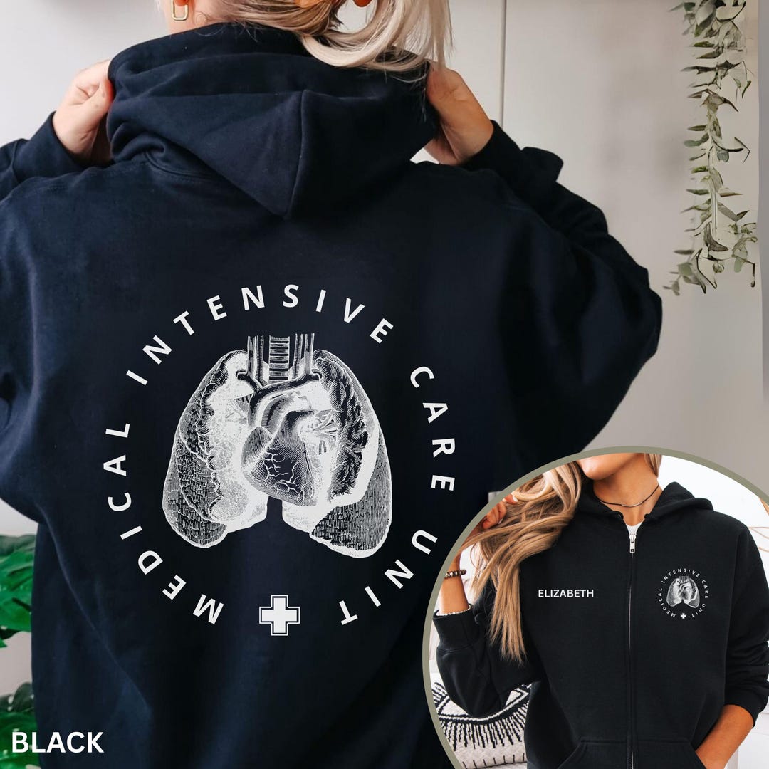 MICU Nurse Jacket, Custom Nurse Jacket, Full Zip Hooded Sweatshirt ...