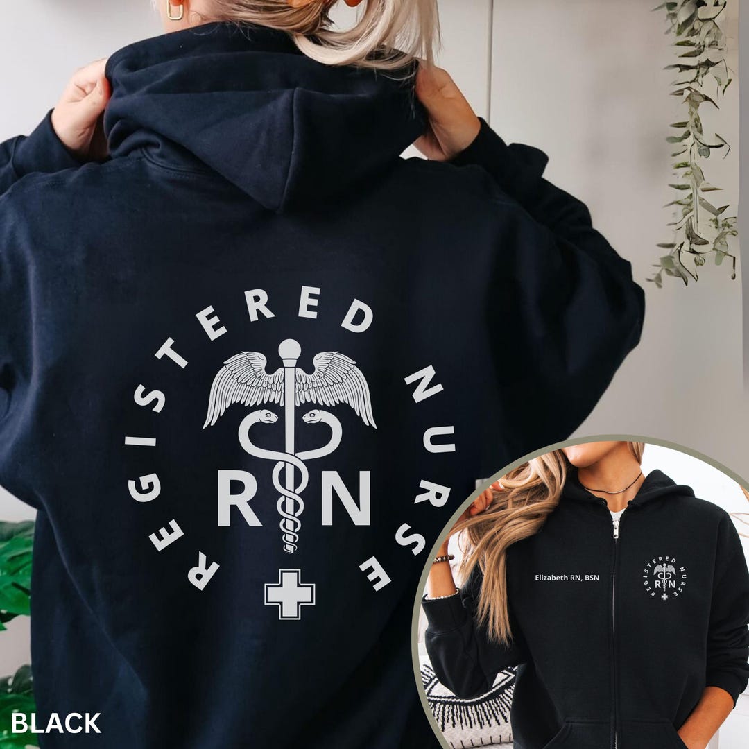 Custom Nurse Jacket, Personalized Registered Nurse Zip up Hoodie, Full ...