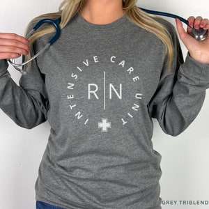 ICU Nurse Long Sleeve Shirt Intensive Care Unit Nurse Shirt ICU Nurse ...