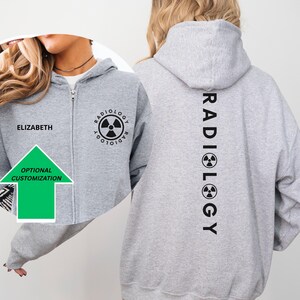 Radiology Zip up Hoodie, Custom Radiologic Technologist, X-ray Tech ...