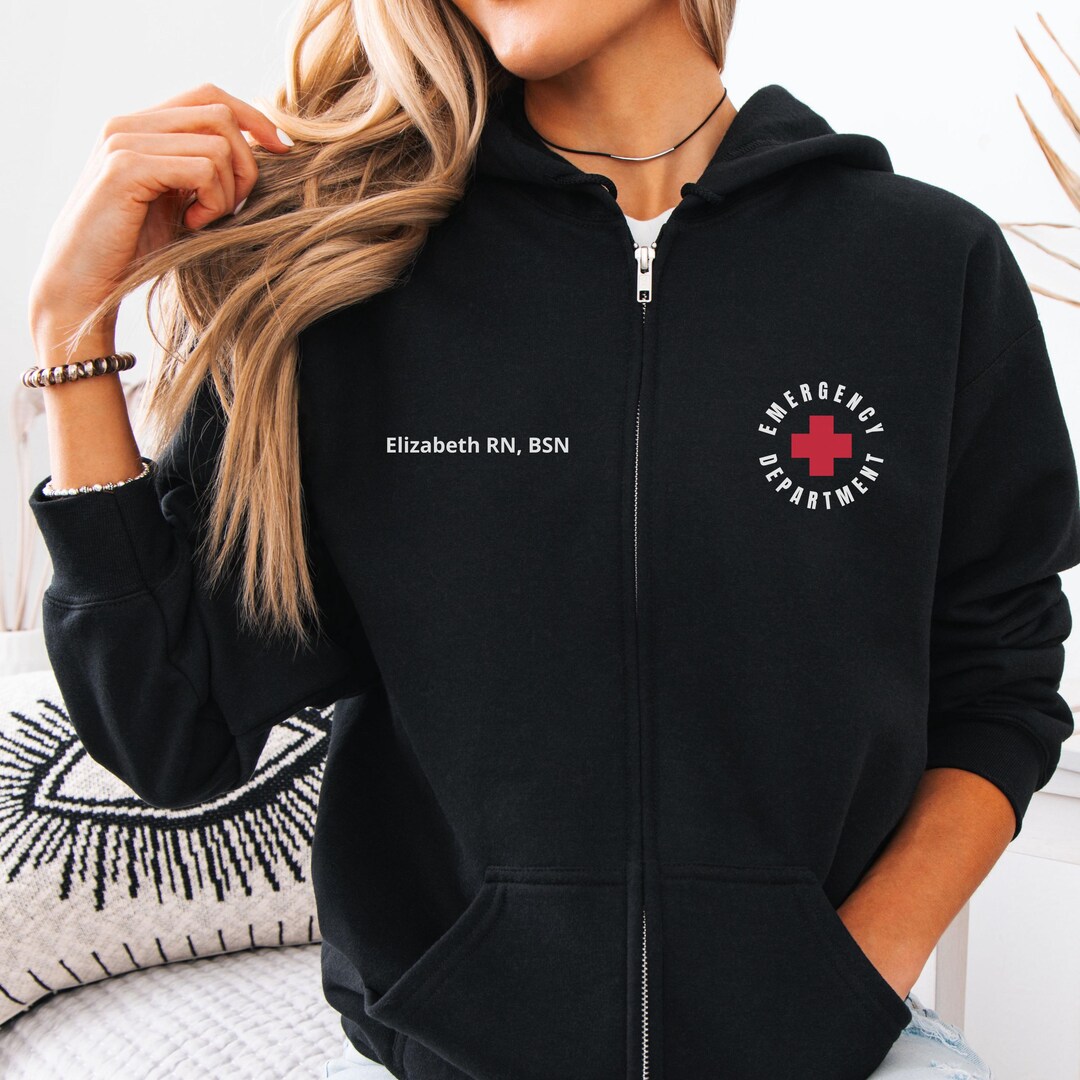 Custom Emergency Department Jacket, ED Zip up Hoodie, Nurse Jacket, ER ...