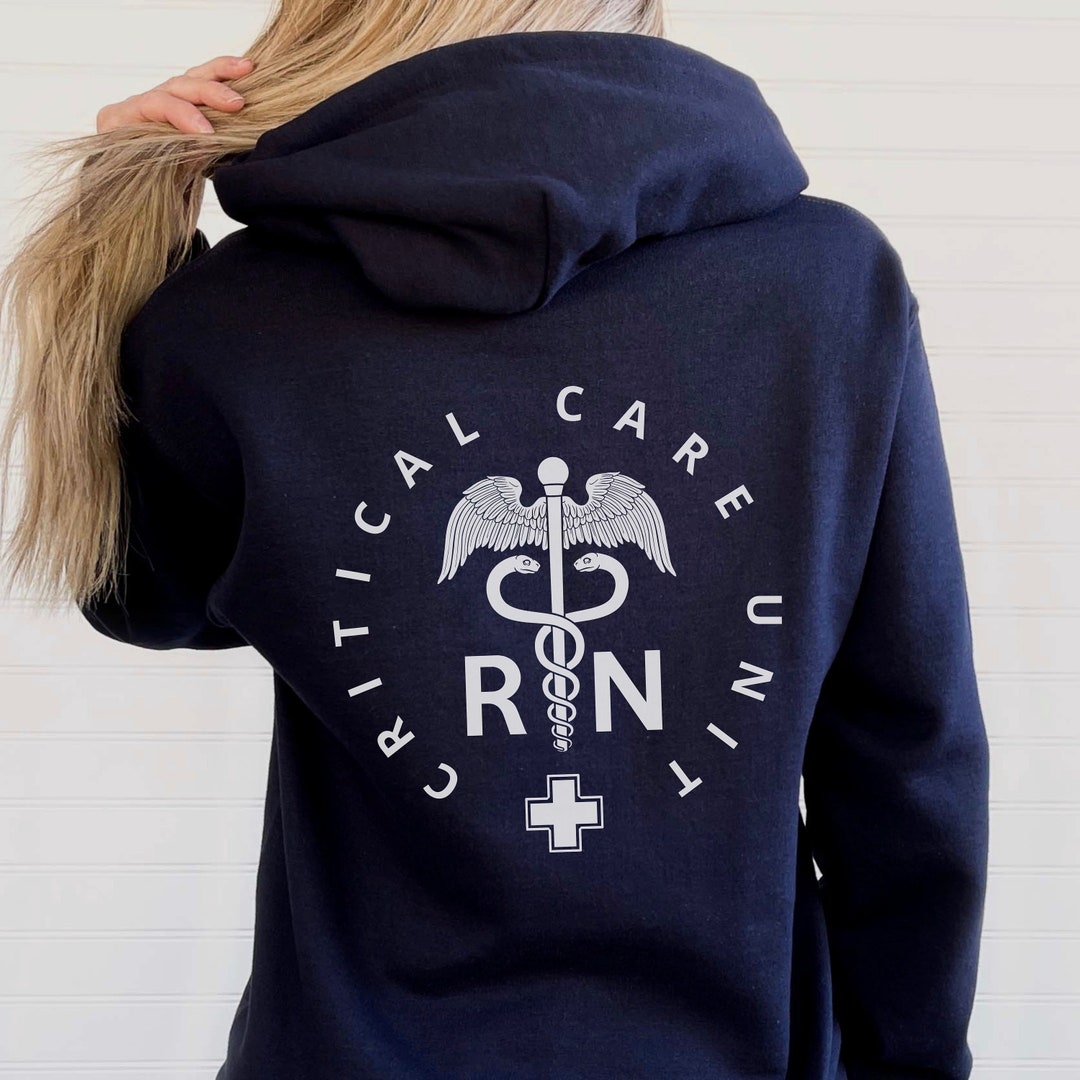 CCU RN Zip up Hoodie Critical Care Unit Nurse Full Zip Hooded ...