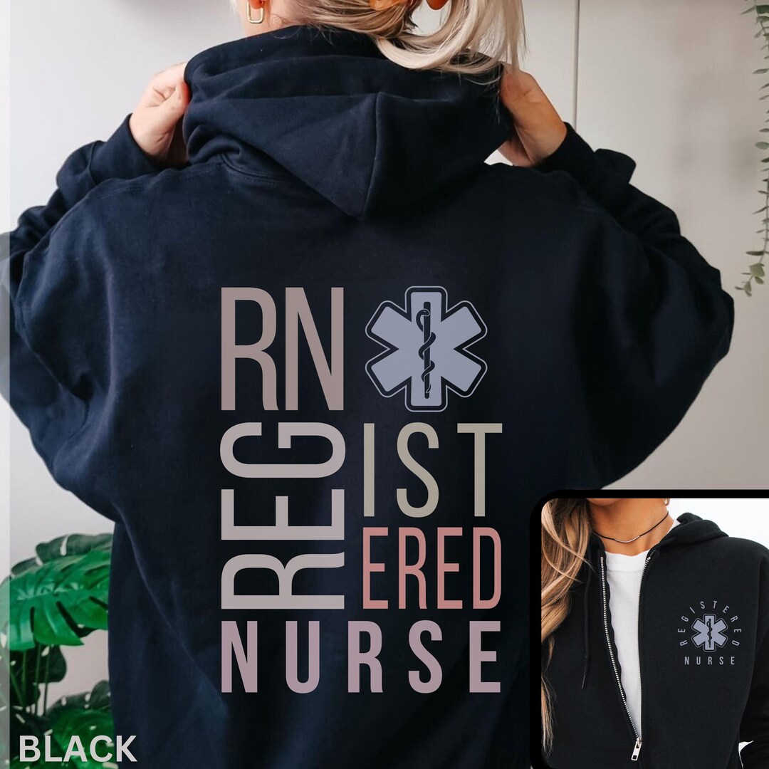 Nurse Jacket, Registered Nurse Zip up Hoodie, Full Zip RN Sweatshirt ...