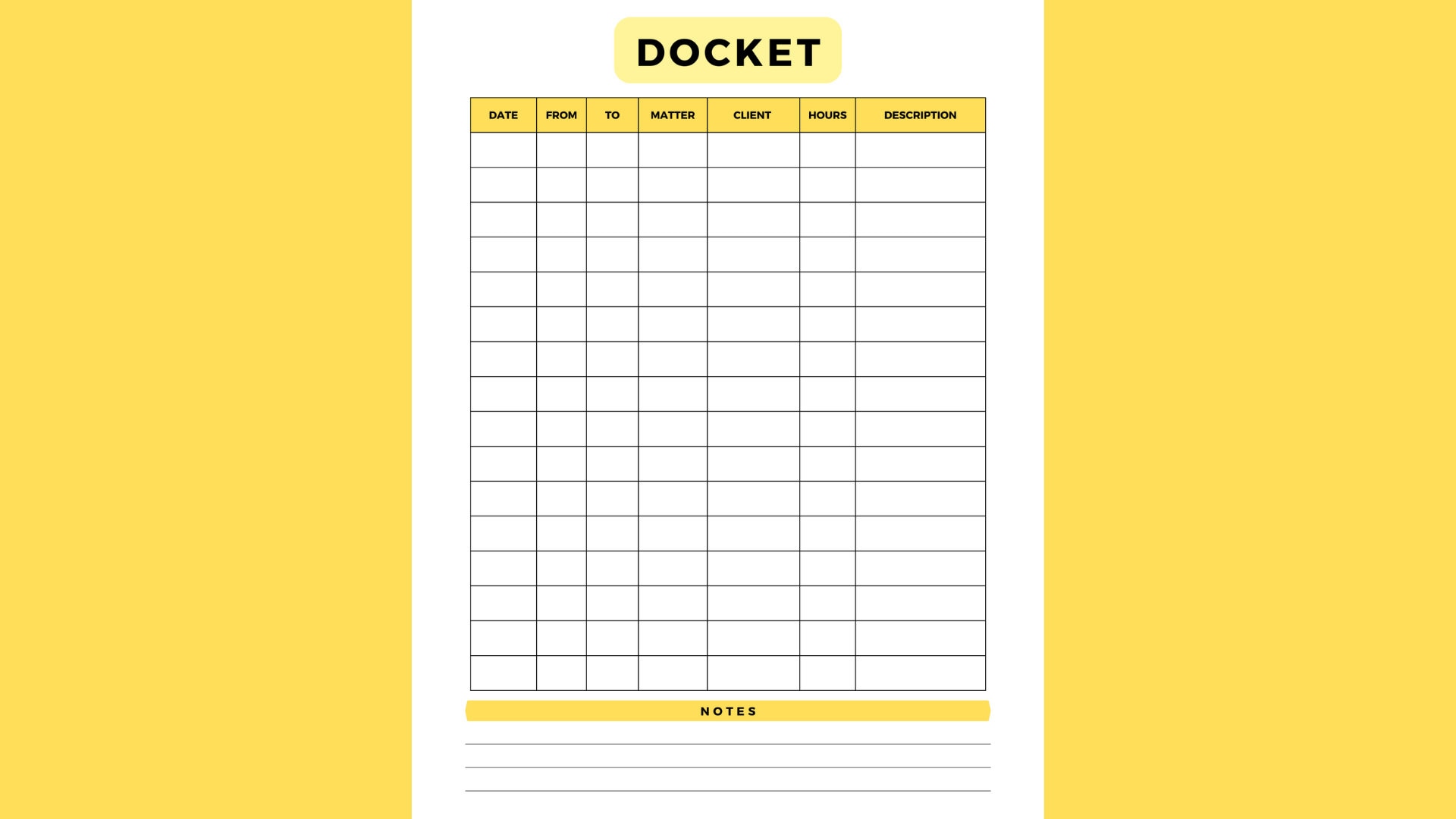 Printable Daily Legal Docket | Time Docket | Lawyer Docket | Daily ...