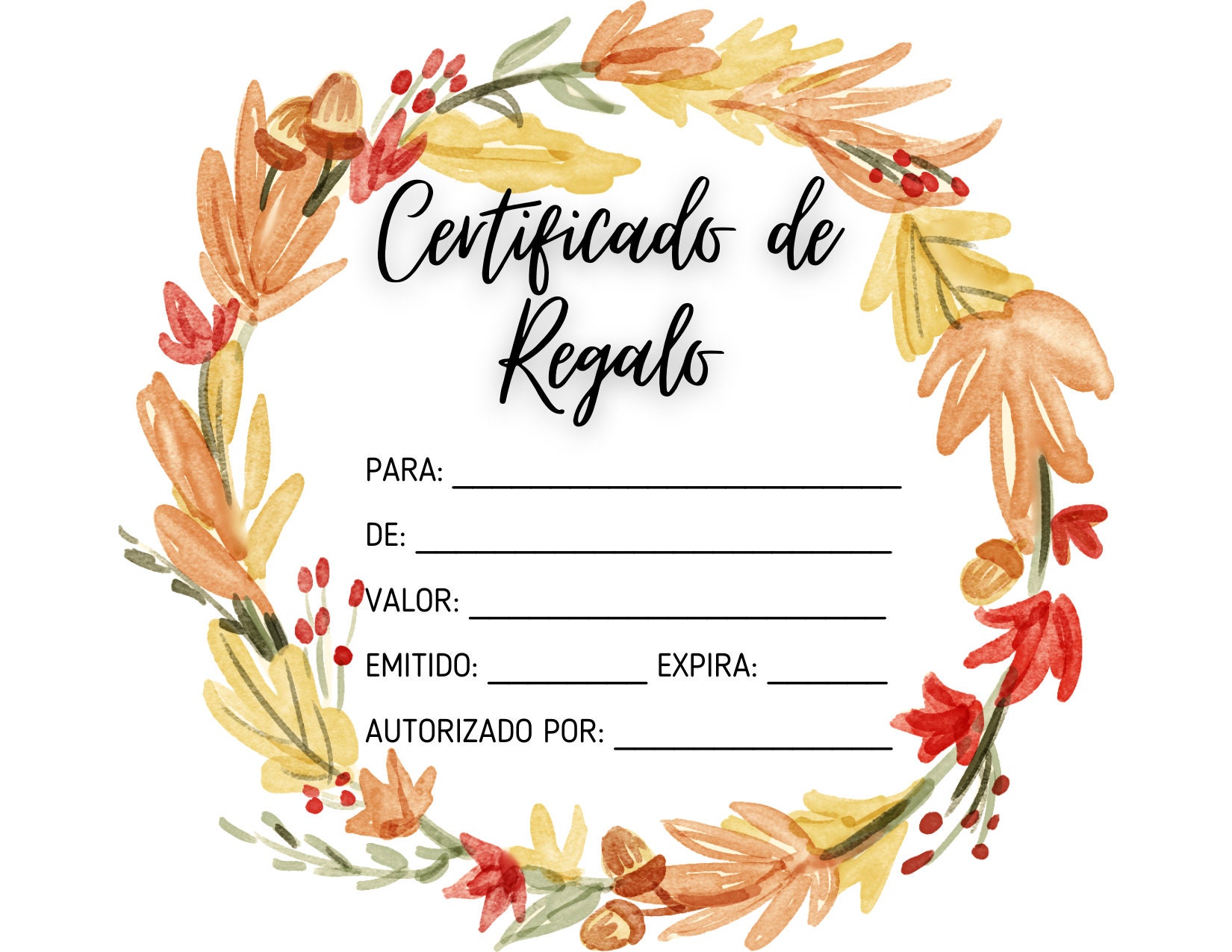 Certificado De Regalo Imprimible Editable Plantilla/modelo | Etsy UK