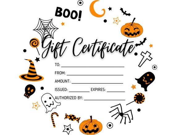 Halloween Editable Printable Gift Certificate Gift - Etsy