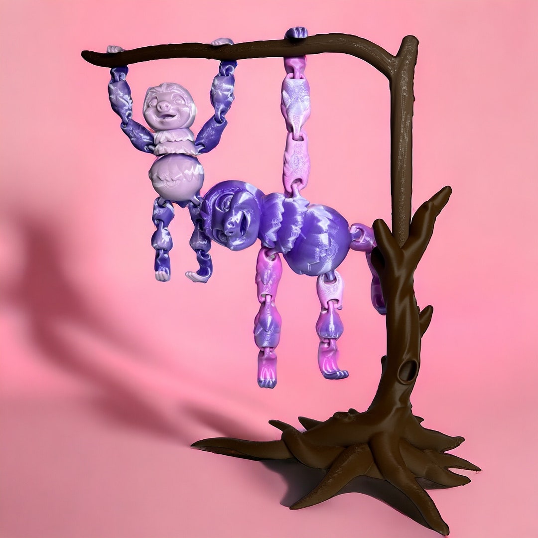 Hanging Flexy Sloth 3D Printed - Choice of Sizes & Color Available With ...