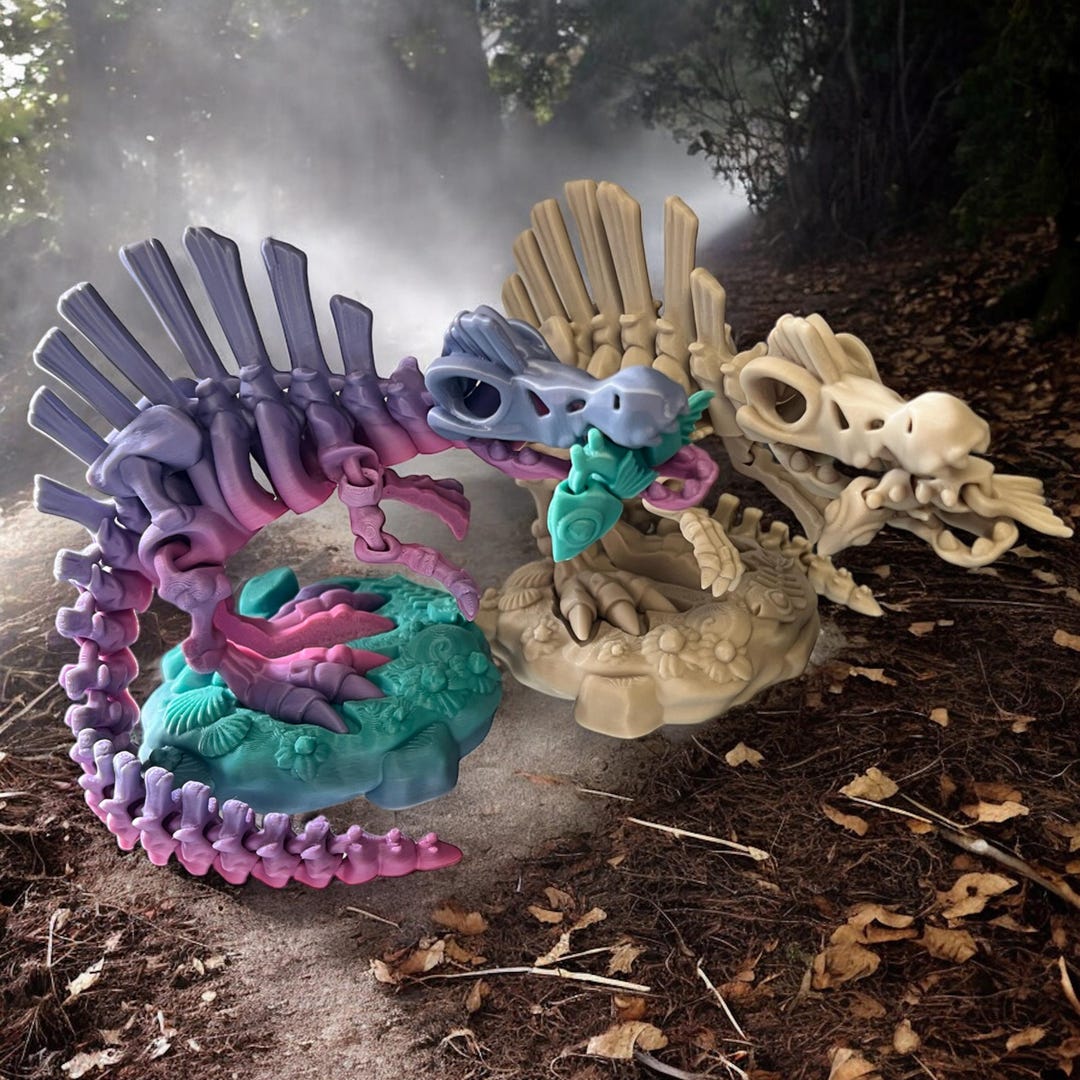 Articulating Spinosaurus Skelly Custom 3D Printed With Fish and ...