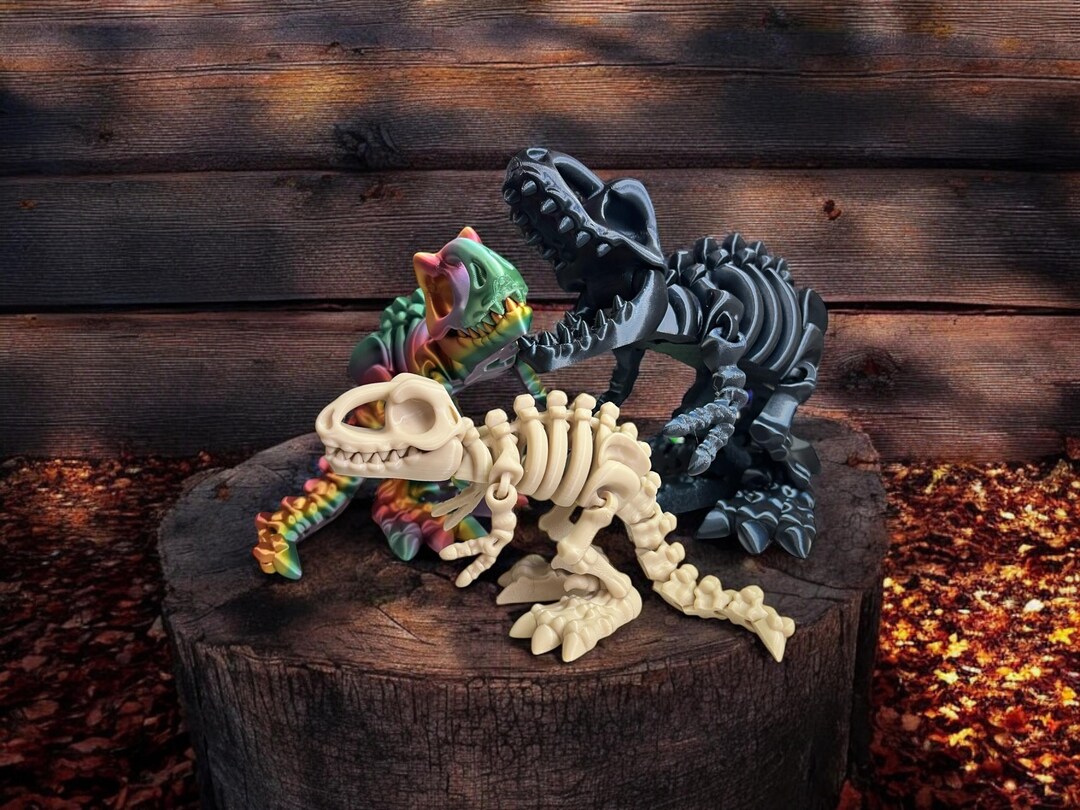 Skeleton T-rex Dinosaur Toy – Custom Flexy Dino in 3 Sizes (small ...