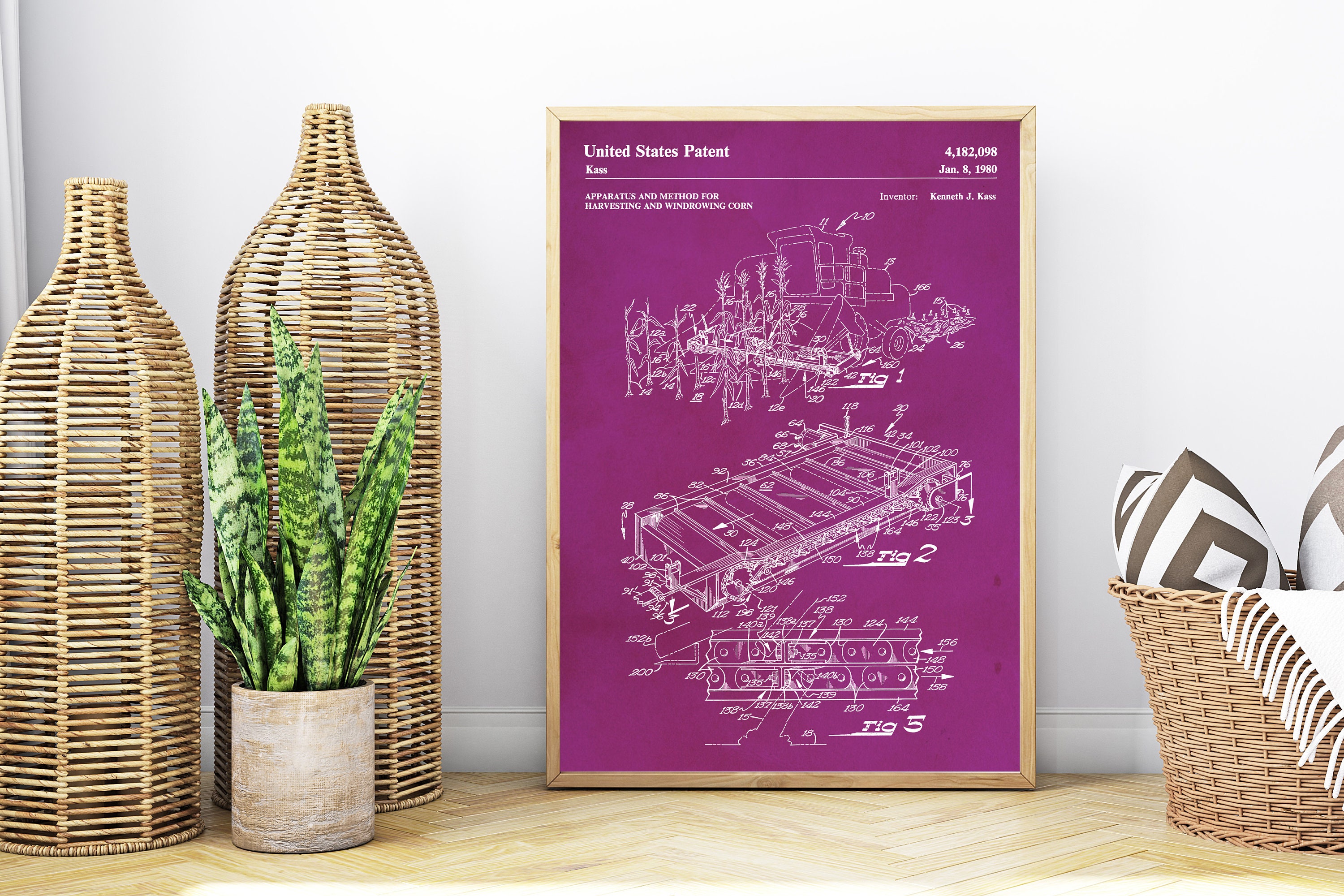 Corn Harvester Patent Blueprint Poster - Etsy