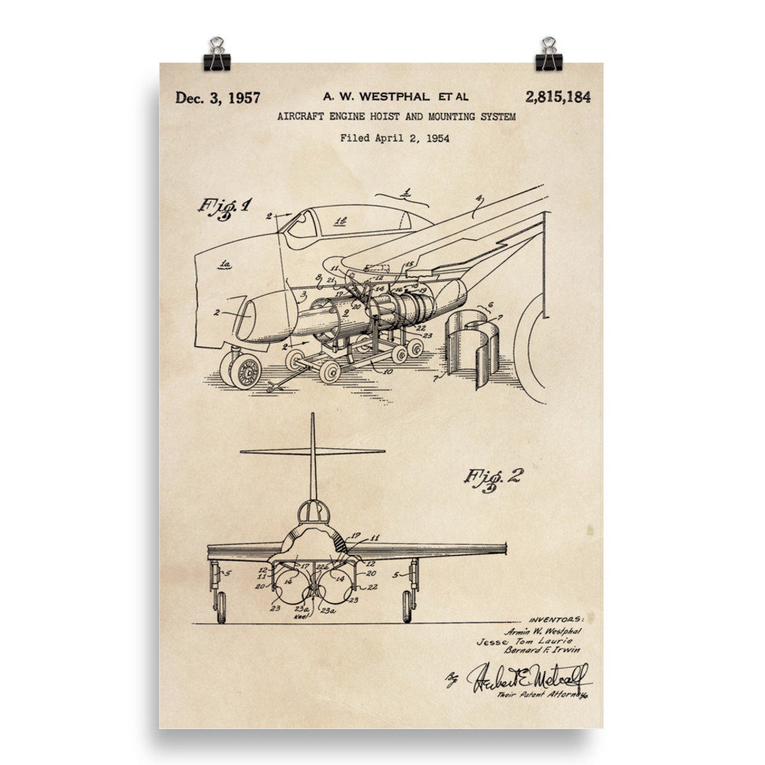 1954 Aircraft Engine Hoist Patent Art - Etsy