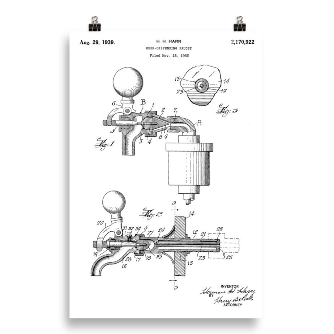 Beer Dispensing Faucet Vintage Patent - Etsy