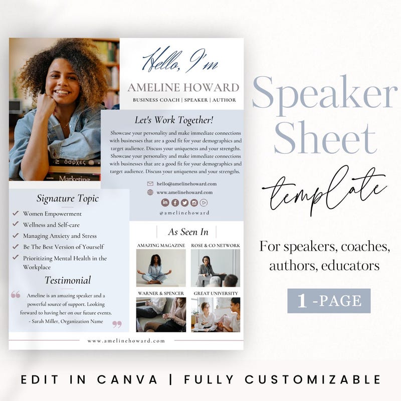 Speaker One Sheet - Etsy