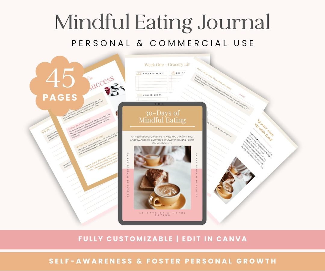 Mindful Eating Journal Canva Template, Intuitive Eating Planner, Food ...