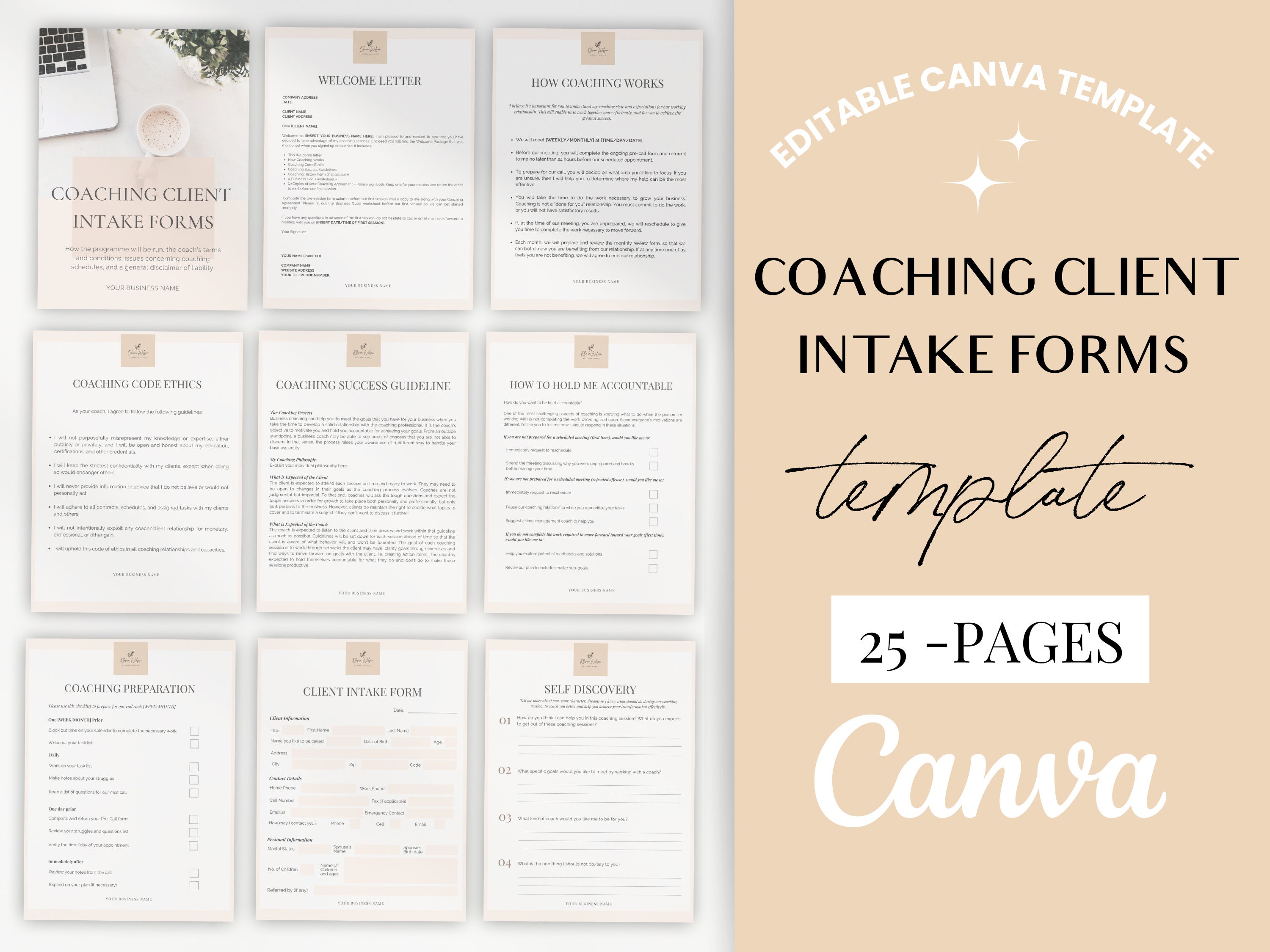 Client Intake Form Coaching Client Intake Form Business - Etsy