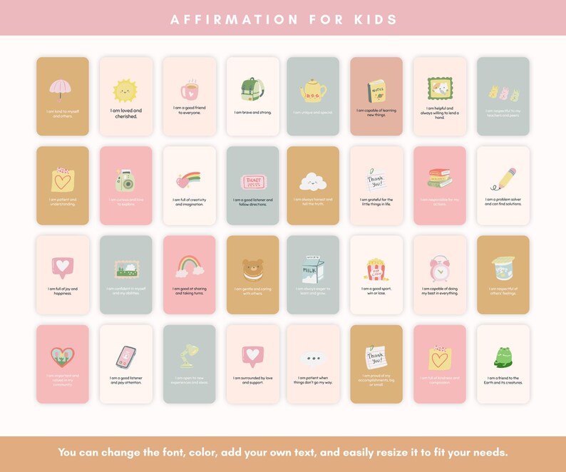 Affirmation Cards for Kids, Positive Affirmation for Kindergarten, Back ...