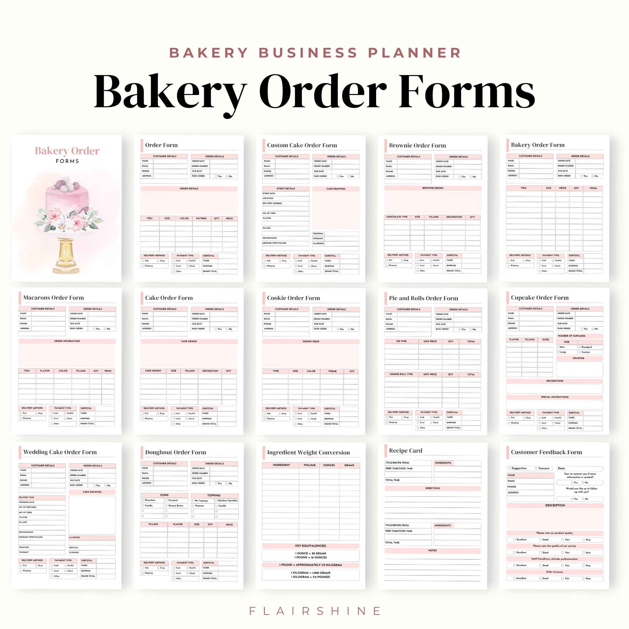 Bakery Business Planner, Inventory & Order Forms (PDF) - Etsy