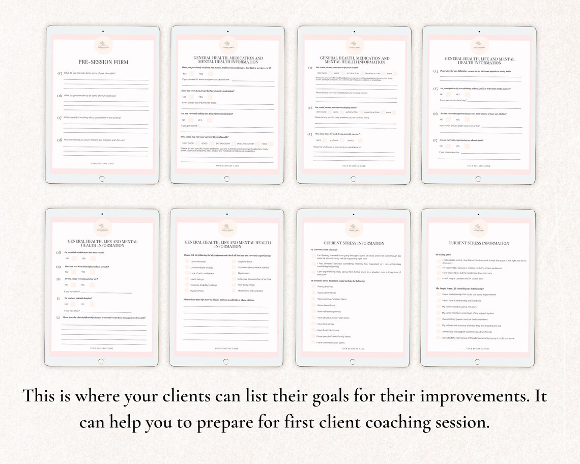 Client Intake Form for Life Coach Coaching Intake Form - Etsy