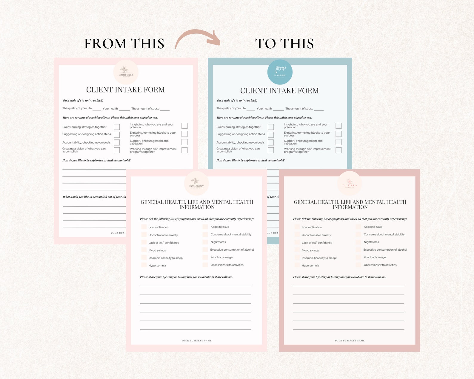 Client Intake Form for Life Coach | Coaching Intake Form | Mental ...