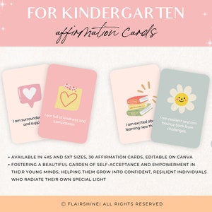 Affirmation Cards for Kids, Positive Affirmation for Kindergarten, Back ...