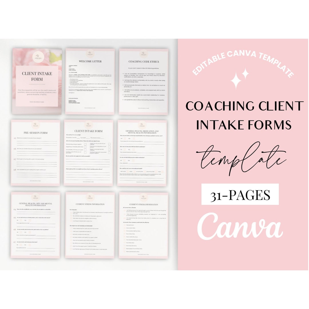 Client Intake Form for Life Coach Coaching Intake Form Mental Health ...