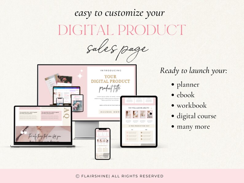 Sales Page Template Canva, Digital Product Sales Page, Website Template ...