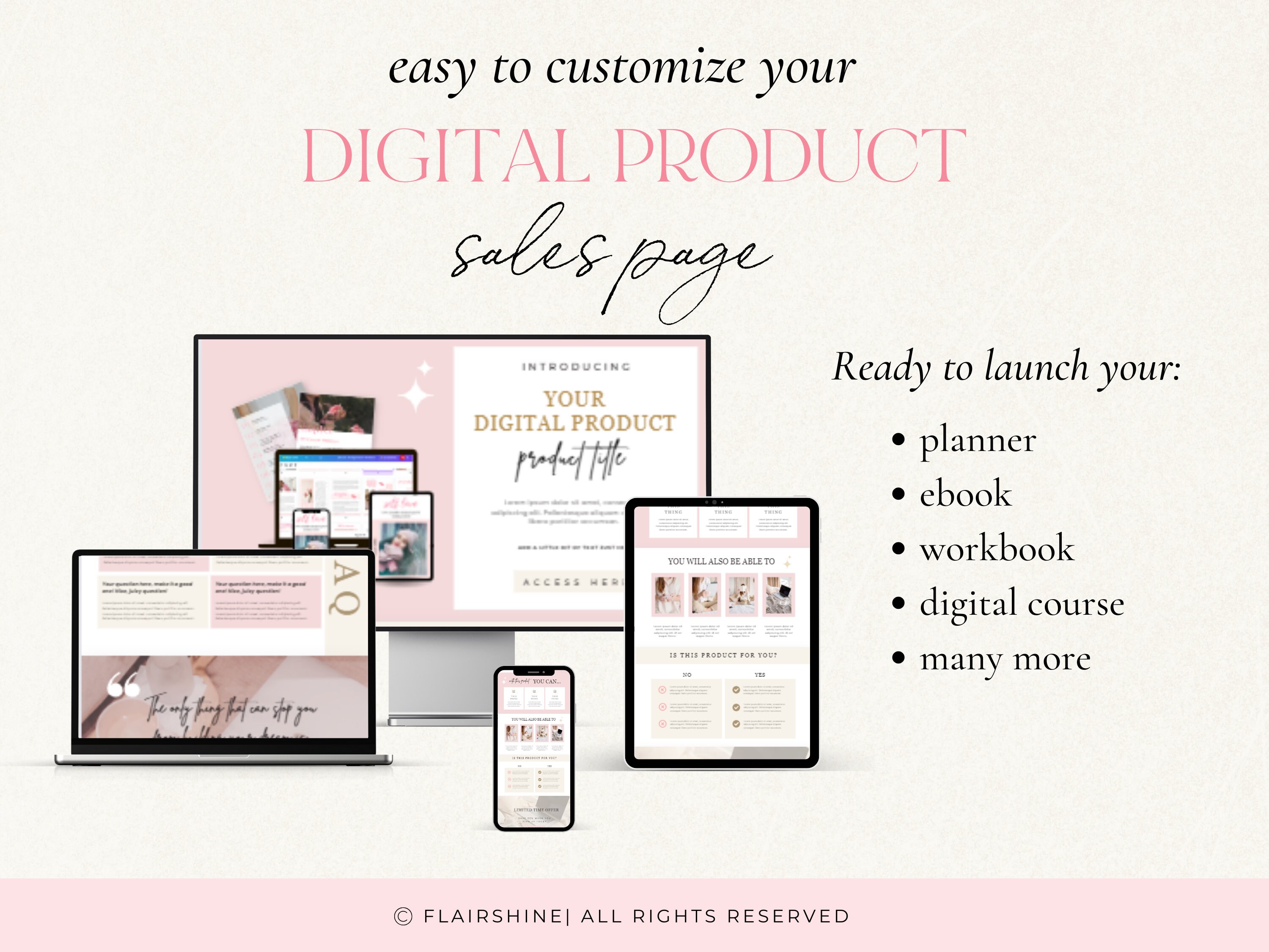 Sales Page Template Canva, Digital Product Sales Page, Website Template ...