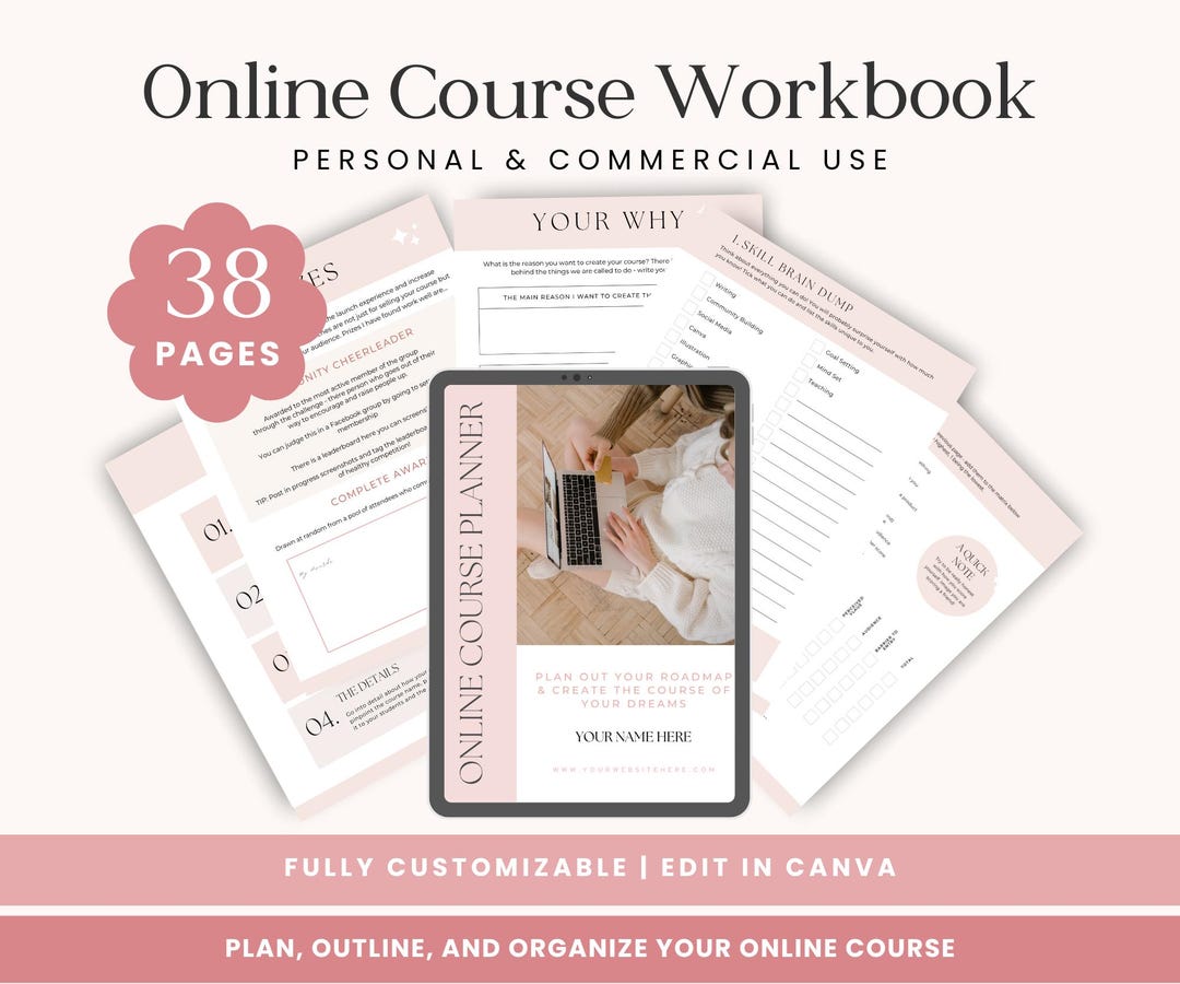 Online Course Planner Canva Template, Course Creation Workbook (digital ...