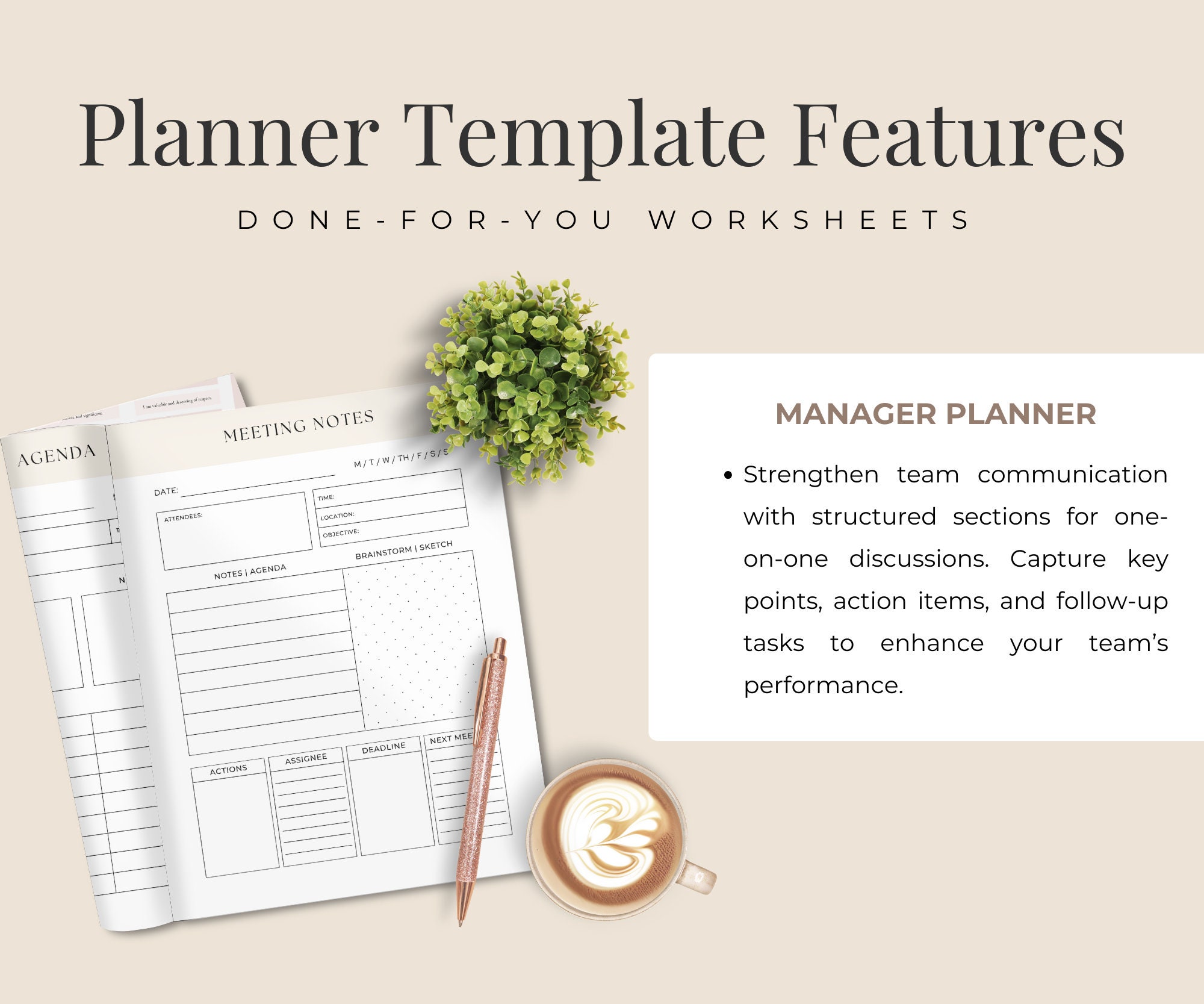 Manager Planner, Leadership Workbook, Canva Templates Planner for ...