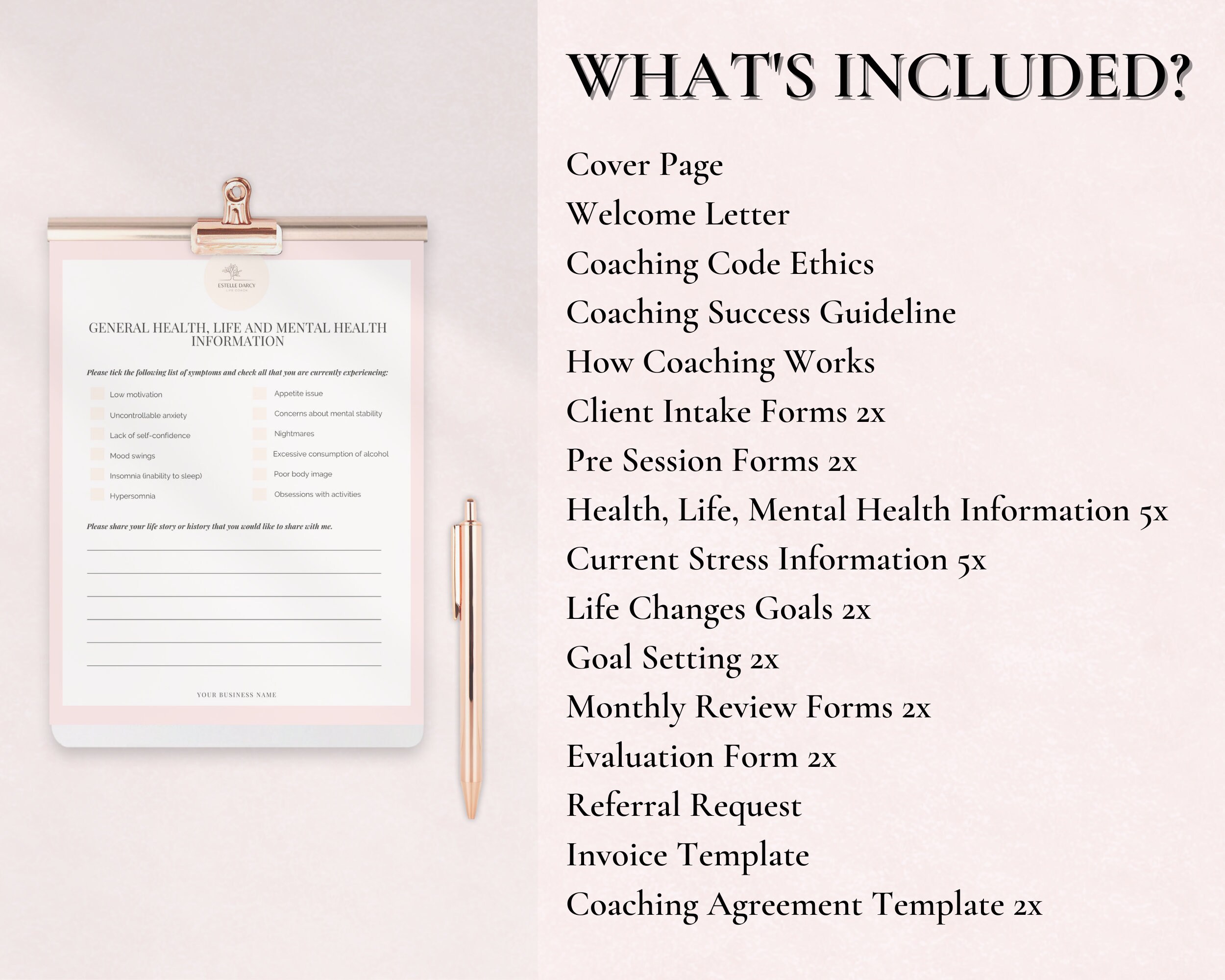 Client Intake Form for Life Coach | Coaching Intake Form | Mental ...