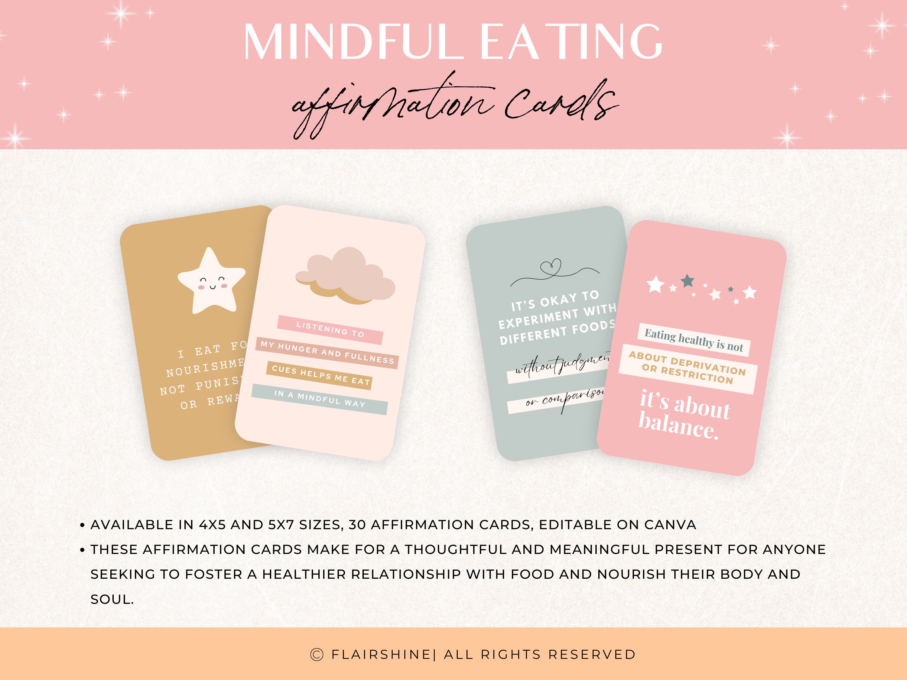 Mindful Eating Affirmation Cards, Daily Affirmation, Encouragement ...