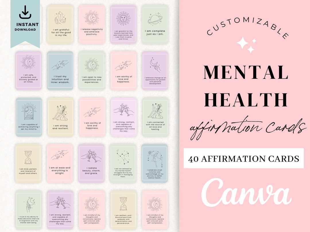 Affirmation Cards Printable Cards Mental Health - Etsy