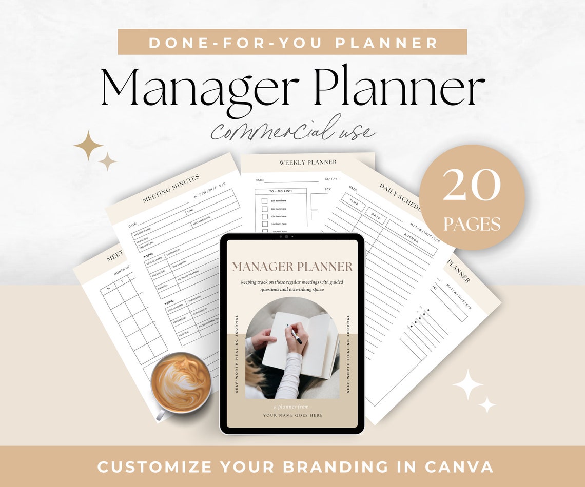 Manager Planner, Leadership Workbook, Canva Templates Planner for ...