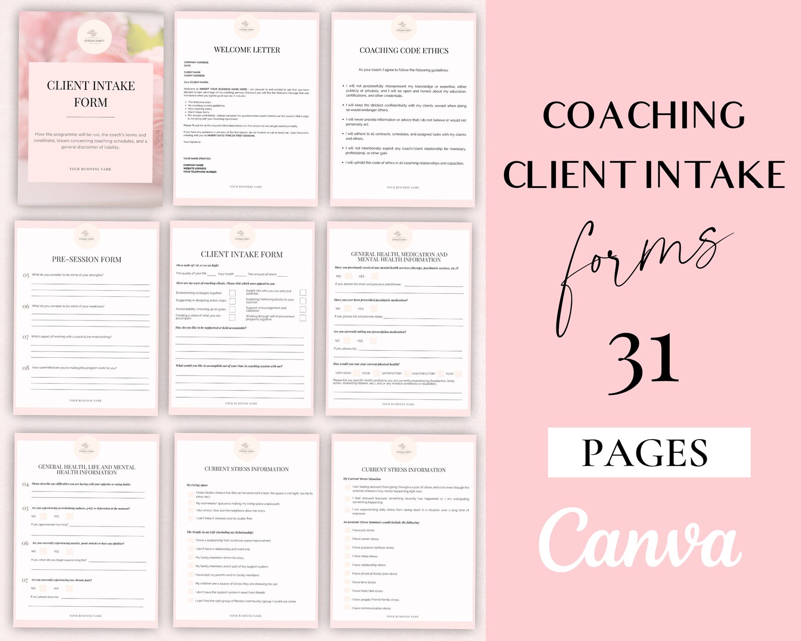 Client Intake Form for Life Coach Coaching Intake Form - Etsy