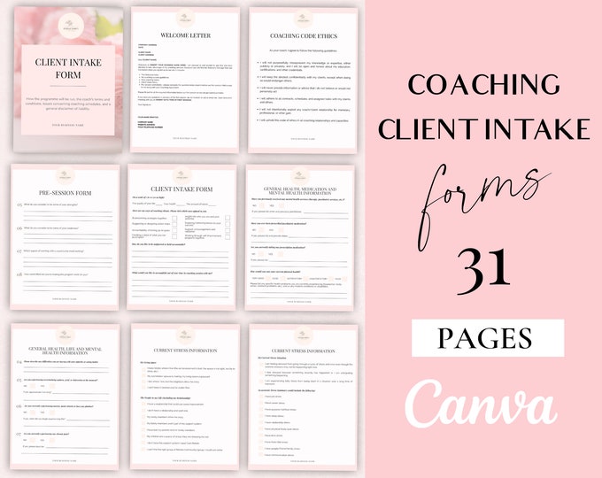 Client Intake Form for Life Coach Coaching Intake Form - Etsy