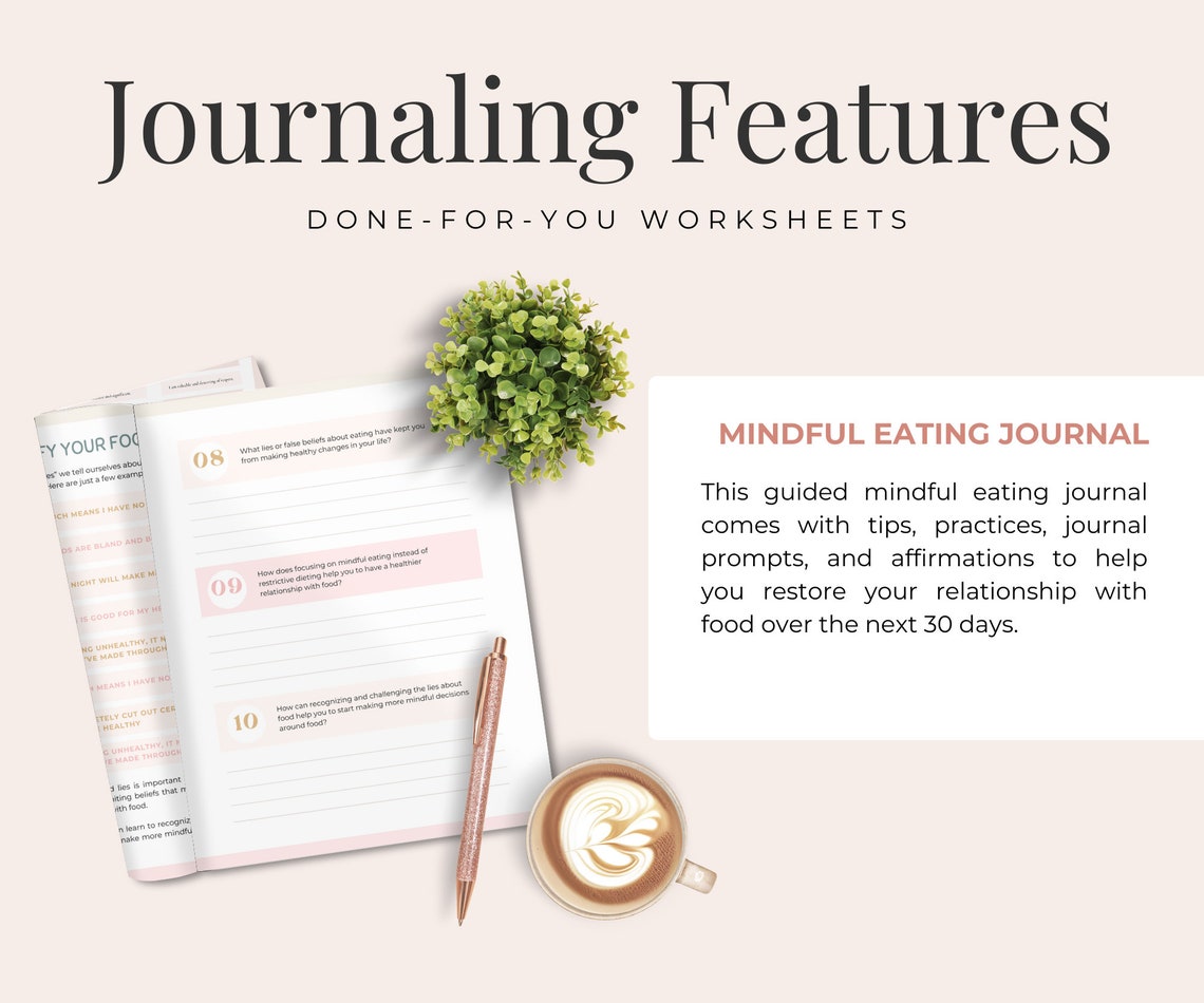 Mindful Eating Journal, Canva Templates, Coaching Toolkits, Mindful ...