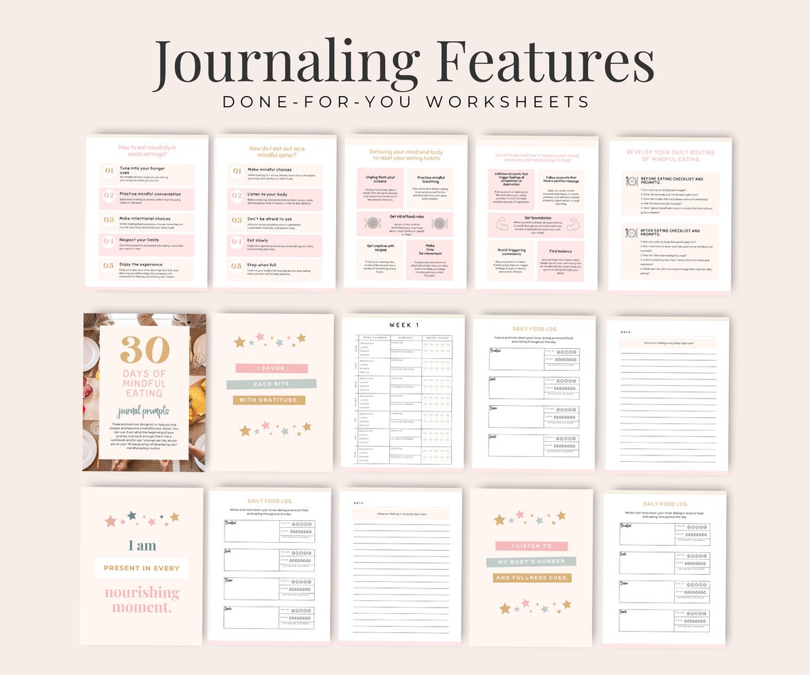 Mindful Eating Journal, Canva Templates, Coaching Toolkits, Mindful ...