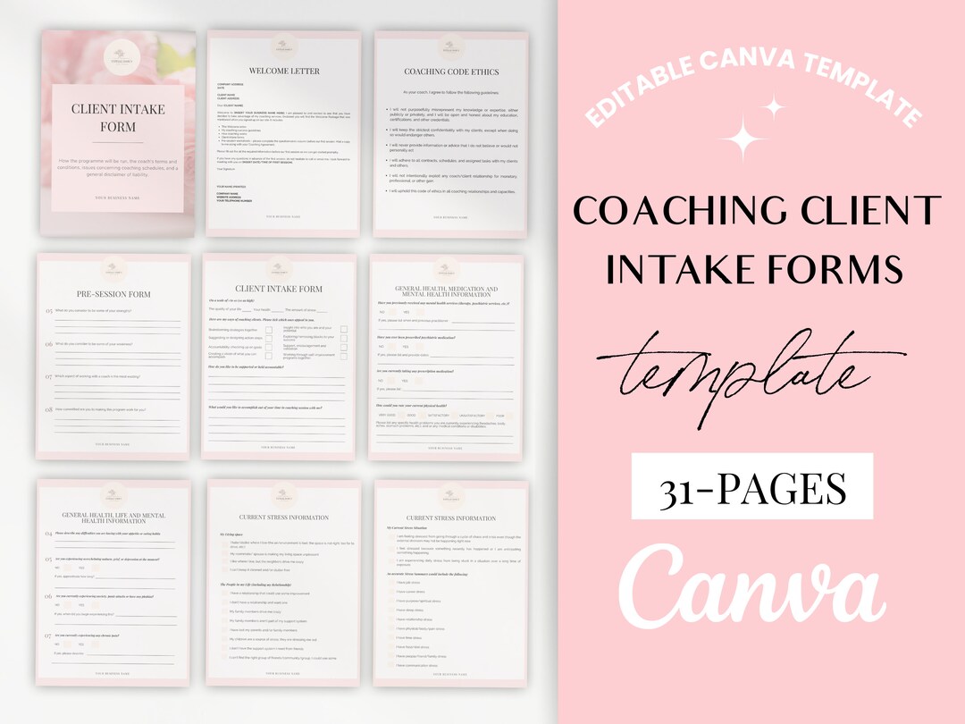 Client Intake Form for Life Coach Coaching Intake Form - Etsy