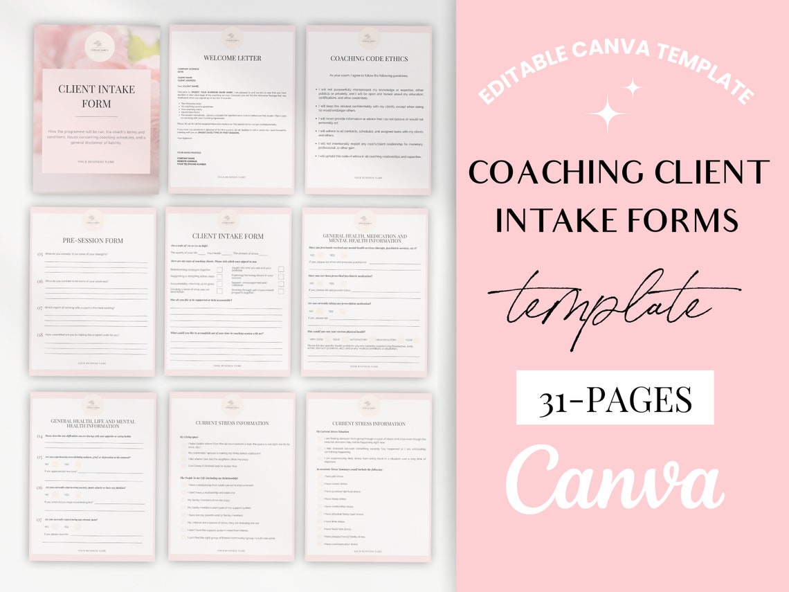 Client Intake Form for Life Coach Coaching Intake Form - Etsy