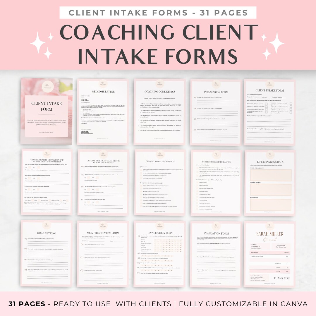 Client Intake Form for Life Coach Coaching Intake Form - Etsy