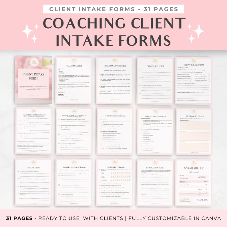 Client Intake Form for Life Coach Coaching Intake Form - Etsy