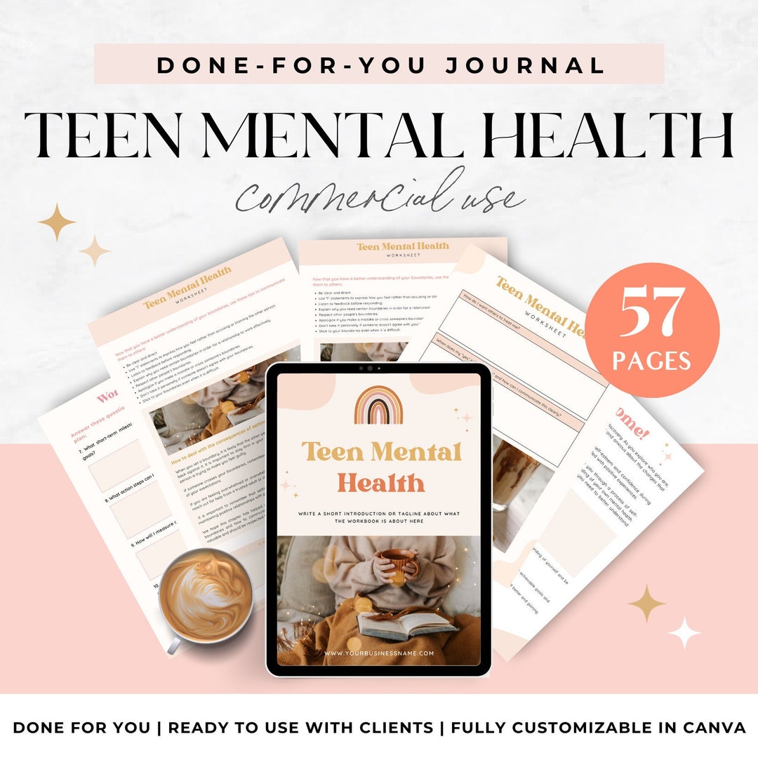 Teen Mental Health Journal Editable Canva Templates Teen - Etsy