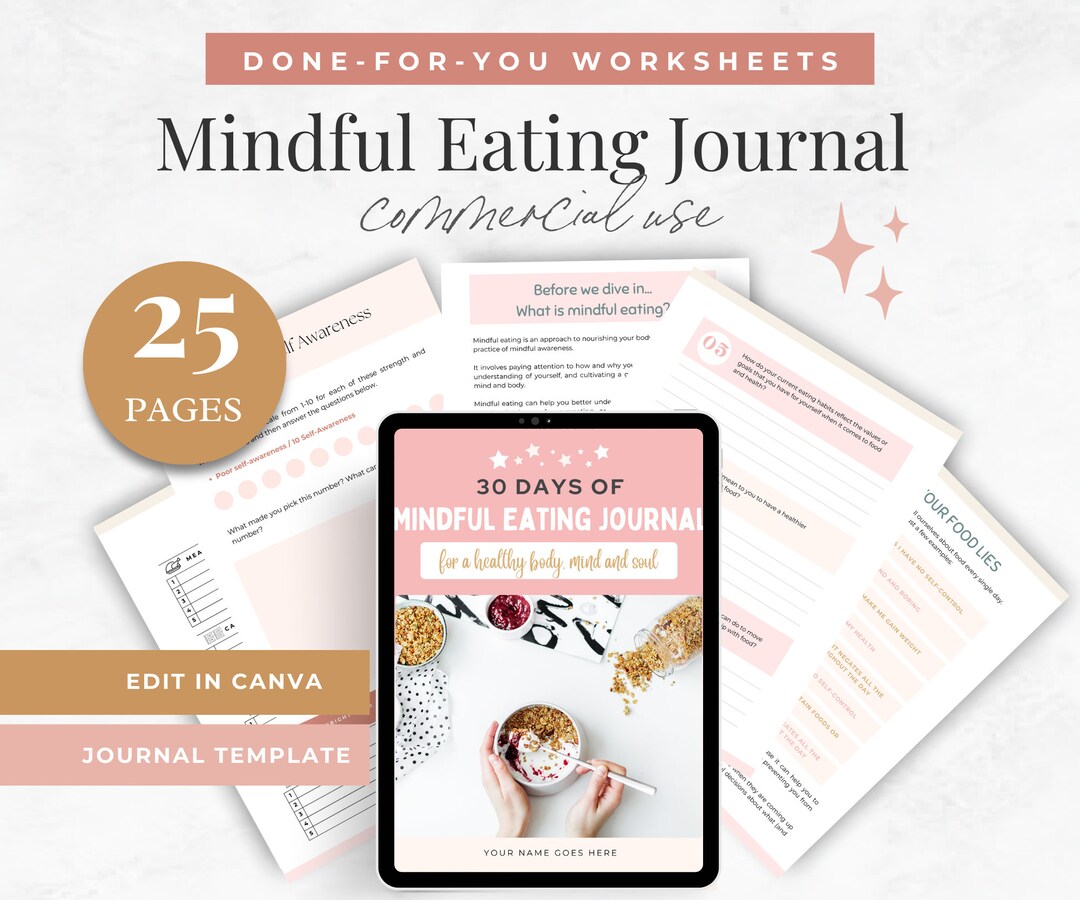 Mindful Eating Journal, Canva Templates, Coaching Toolkits, Mindful ...
