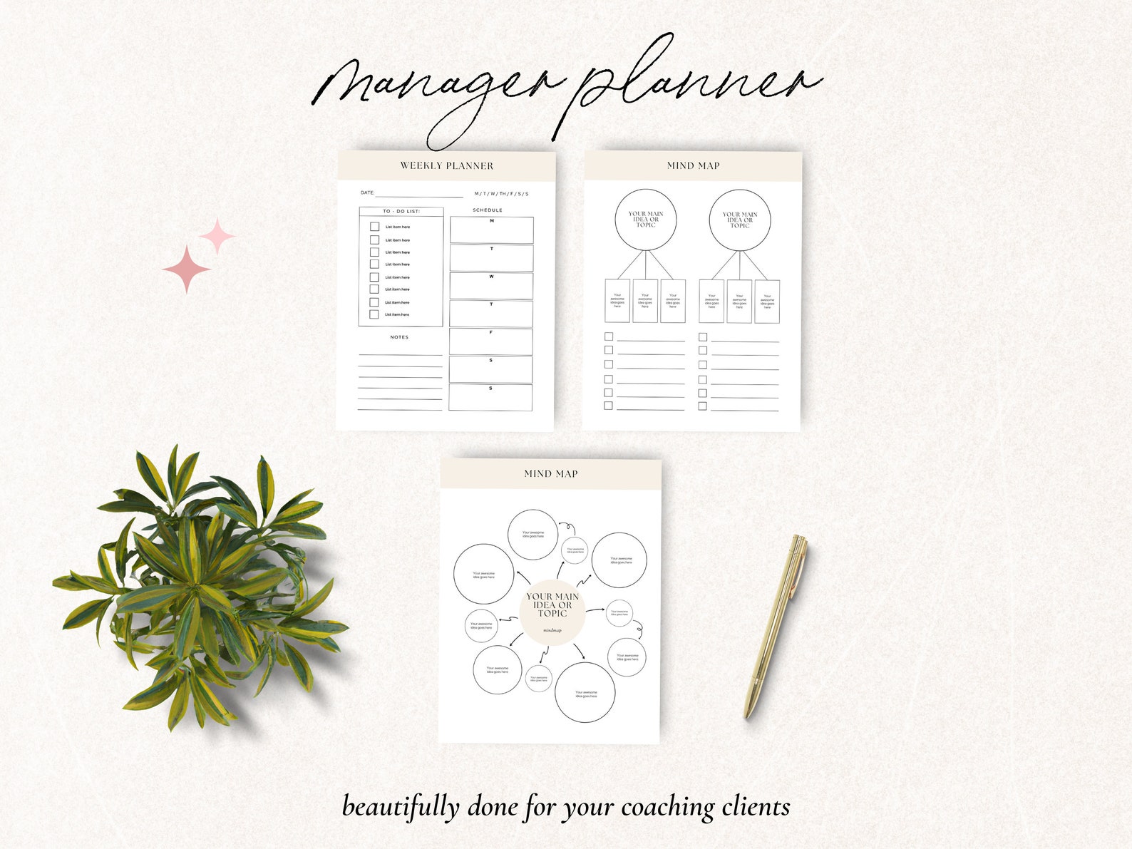 Manager Planner, Leadership Workbook, Canva Templates Planner for ...