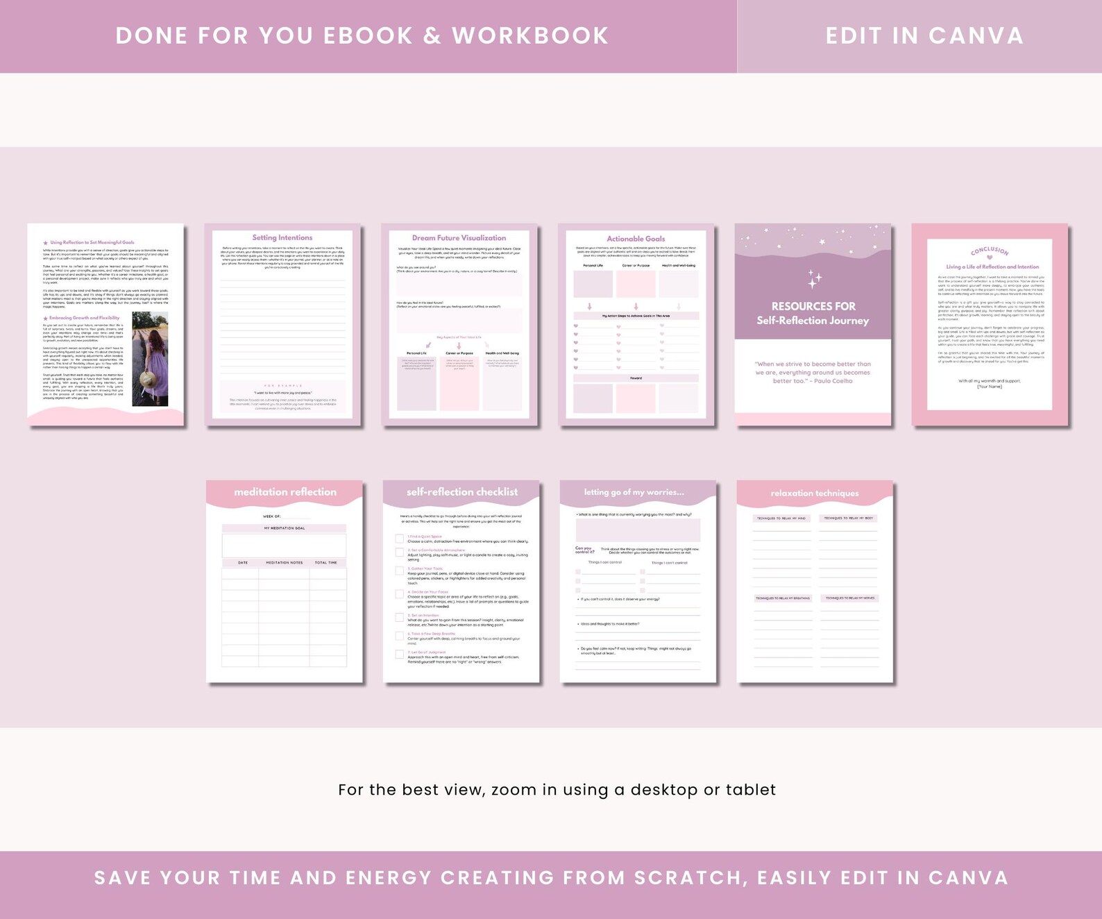 Self Reflection Workbook Canva Template, Guided Journal Personal Growth ...