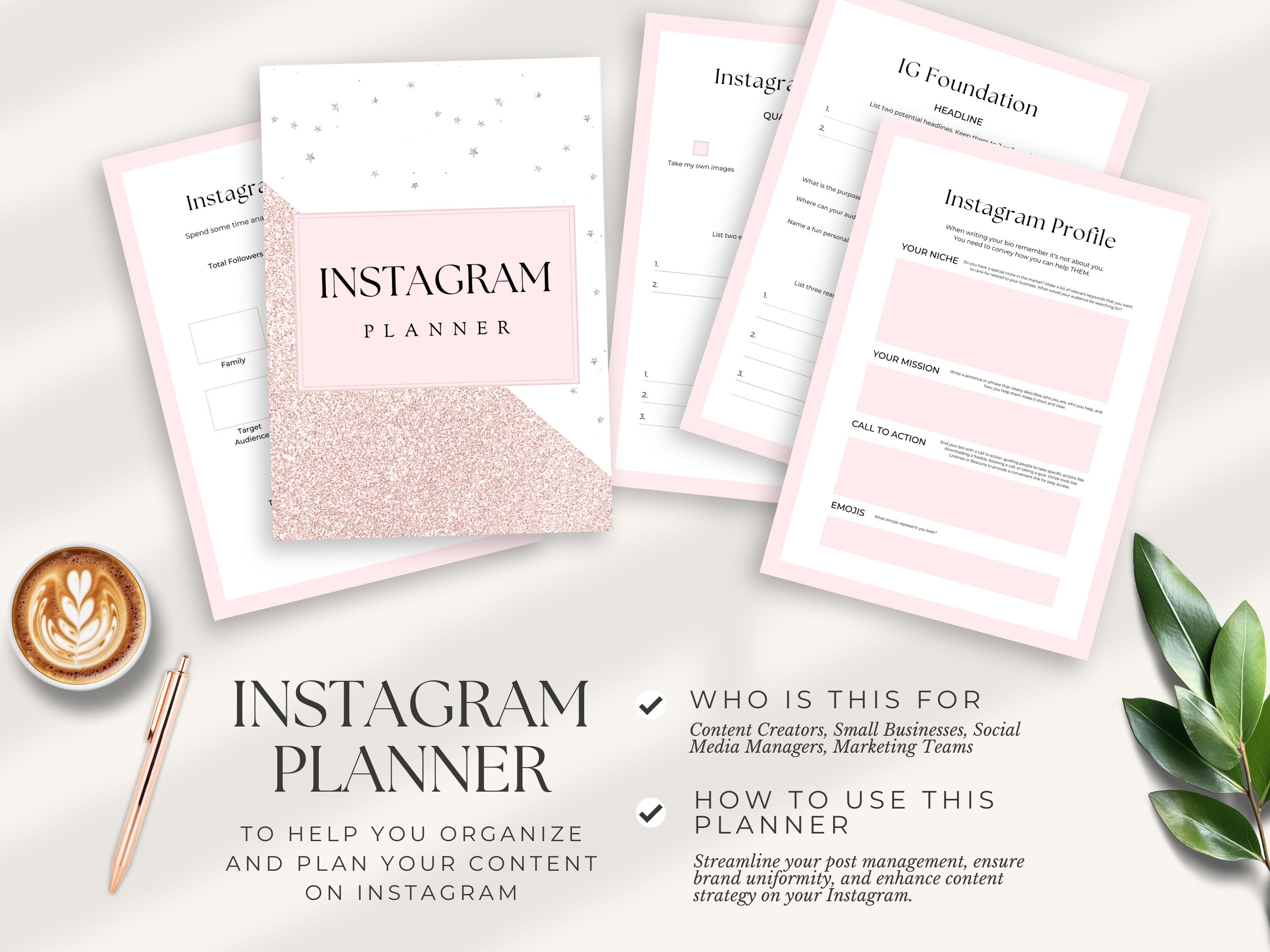 Instagram Social Media Planner for Small Business Owner, Content ...