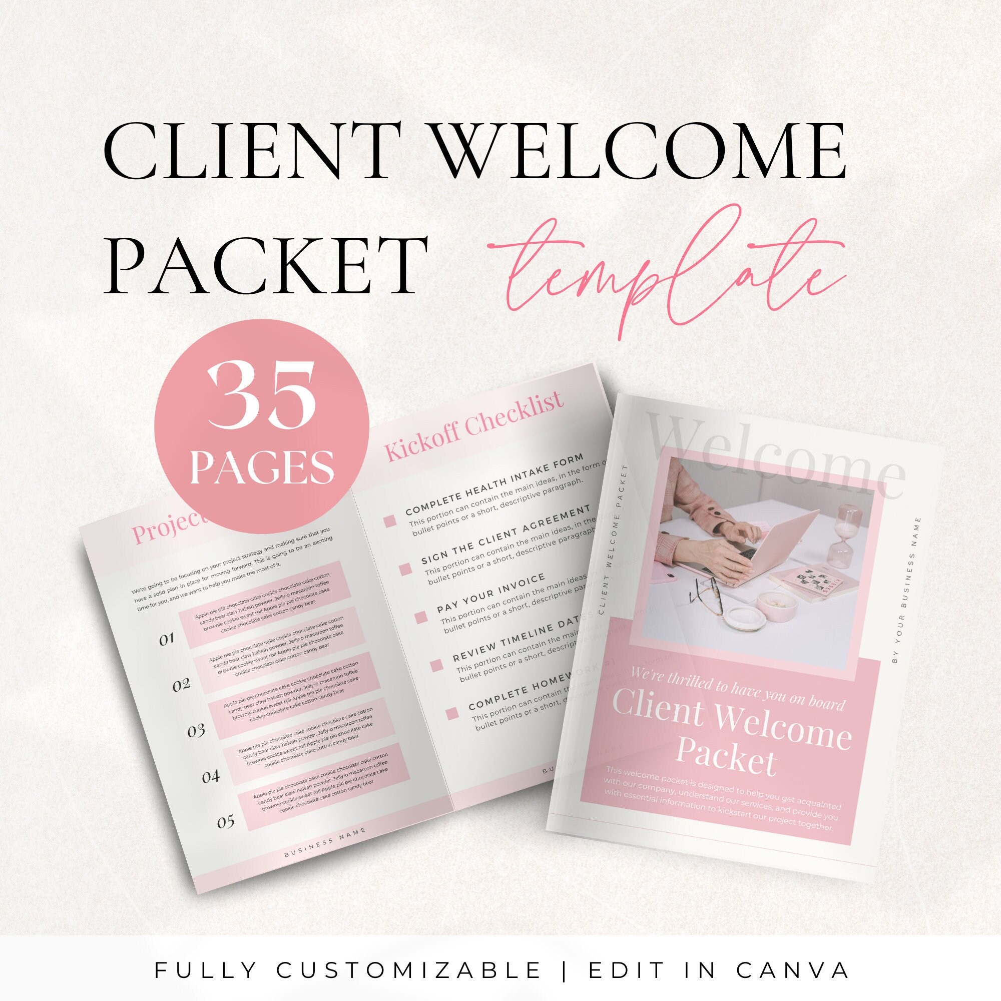 Client Welcome Packet Canva Template Client Onboarding Template New Client Service Guide Virtual ...
