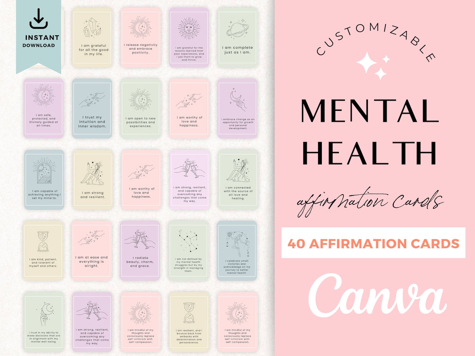 Affirmation Cards, Printable Cards, Mental Health, Motivational Cards ...