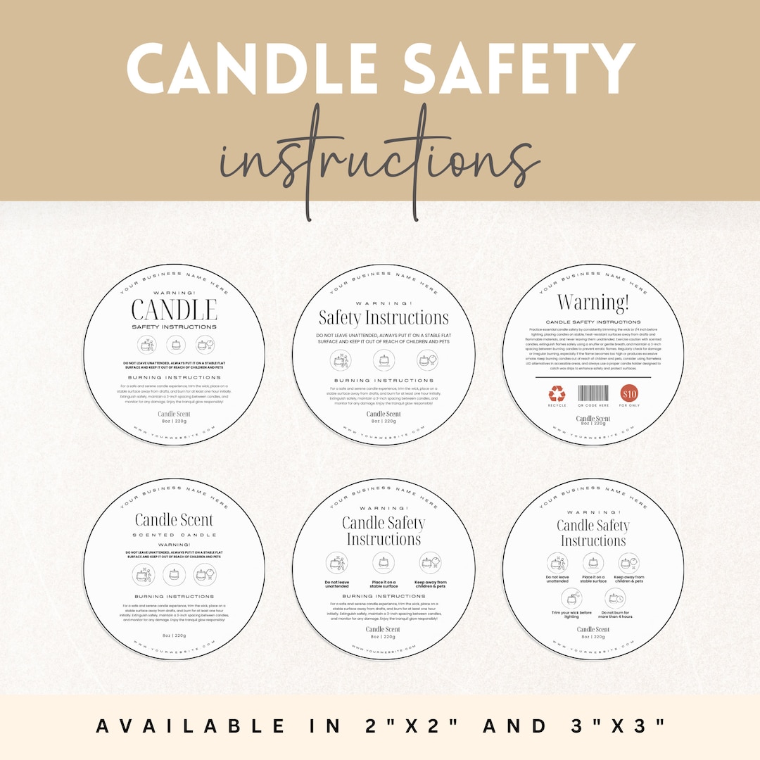 DIY Candle Safety Instruction Label, Canva Template, Editable Candle ...